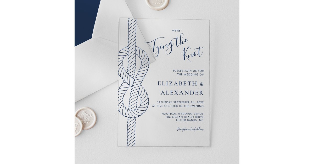 Tying The Knot Rope Nautical Wedding Acrylic Invitations | Zazzle