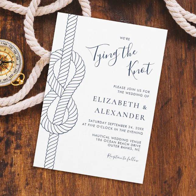 Tying The Knot Rope Nautical Wedding Invitation | Zazzle
