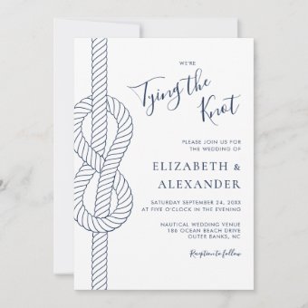 Tying The Knot Rope Nautical Wedding Invitation | Zazzle