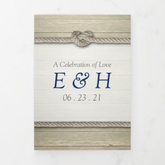 Tying The Knot Rustic Beach Wedding Suite Tri-Fold Invitation | Zazzle