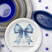 Tying the Knot Something Blue Bow Bridal Shower Paper Plates | Zazzle