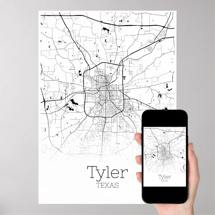 Tyler Map - Texas - City Map Poster | Zazzle