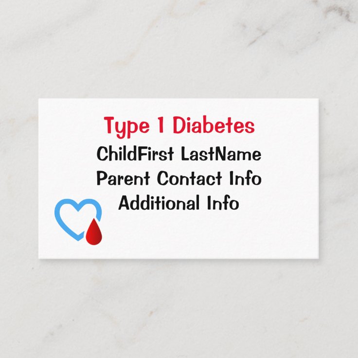 Type 1 Diabetes Awareness Business Card | Zazzle