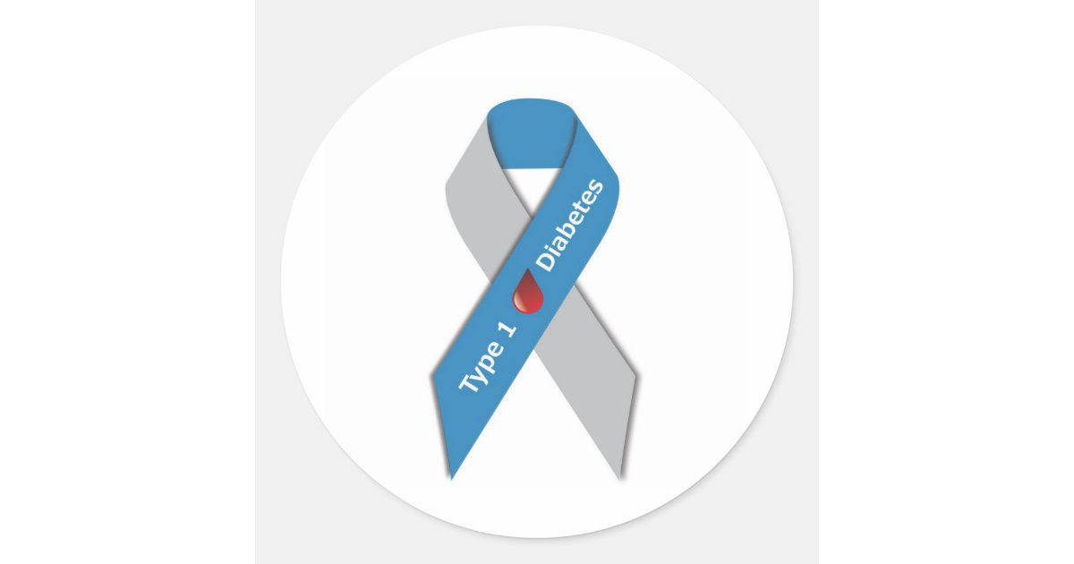 Type 1 Diabetes Awareness Ribbon Classic Round Sticker | Zazzle.com
