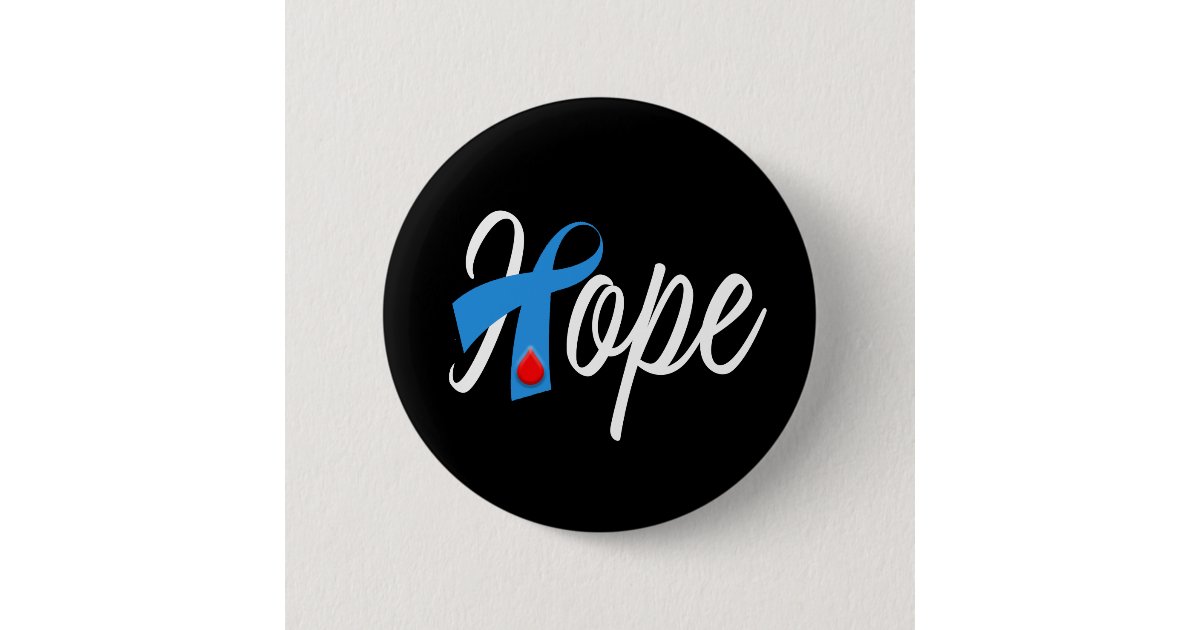 Type 1 Diabetes Blue Ribbon Awareness HOPE Pinback Button | Zazzle