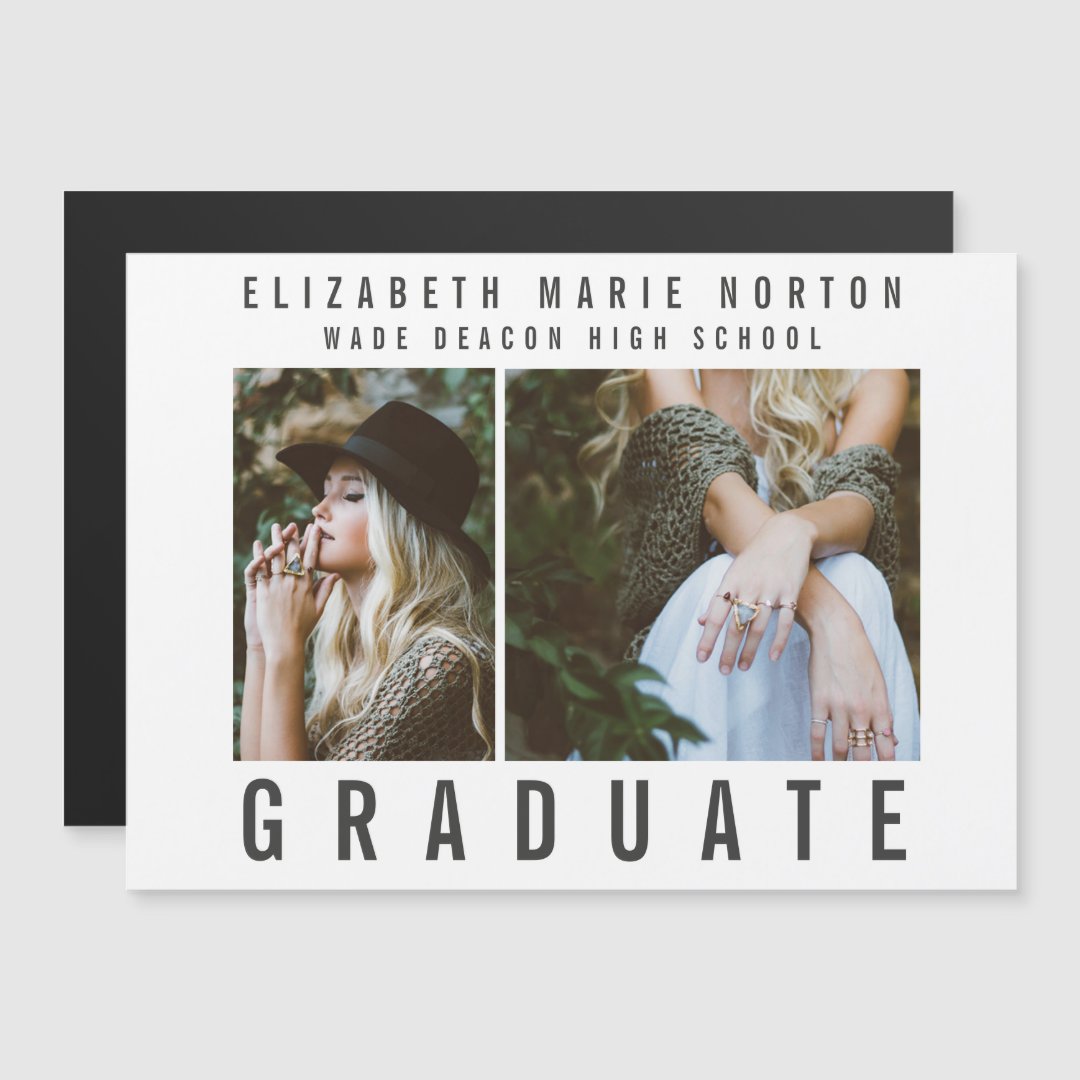 Type graduation multi photo modern magnetic invitation | Zazzle
