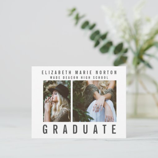 Type graduation multi photo modern postcard | Zazzle