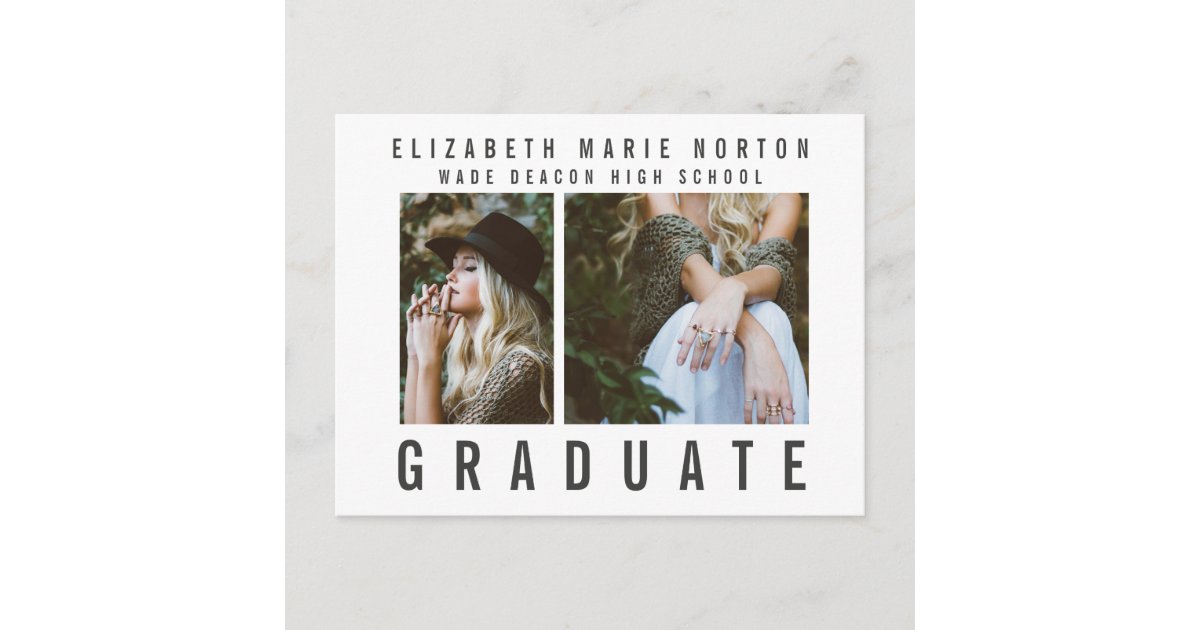 Type graduation multi photo modern postcard | Zazzle