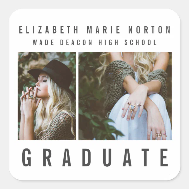Type graduation square sticker | Zazzle