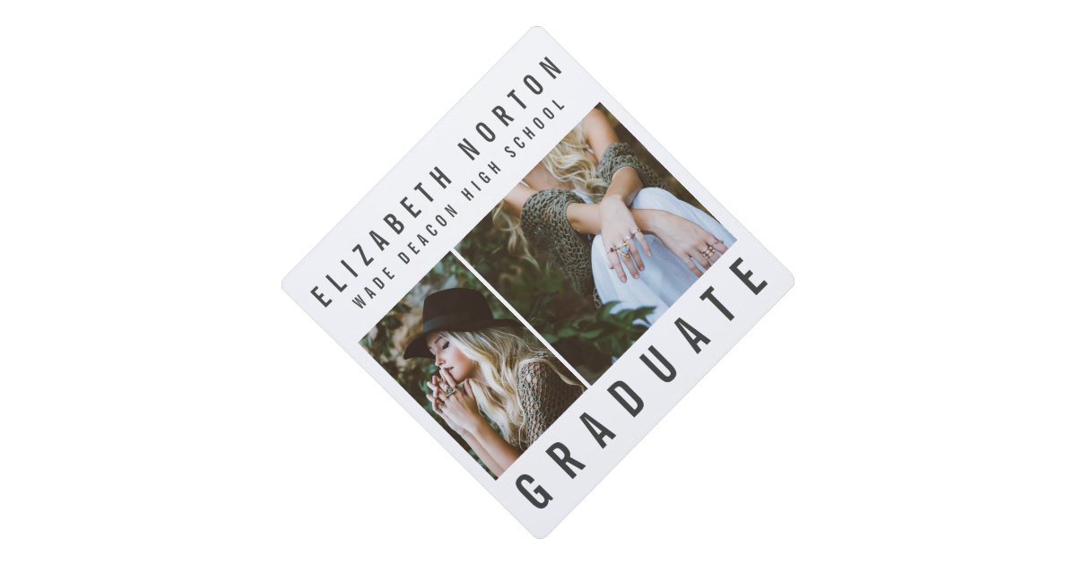 Type modern elegant photo graduation cap topper | Zazzle