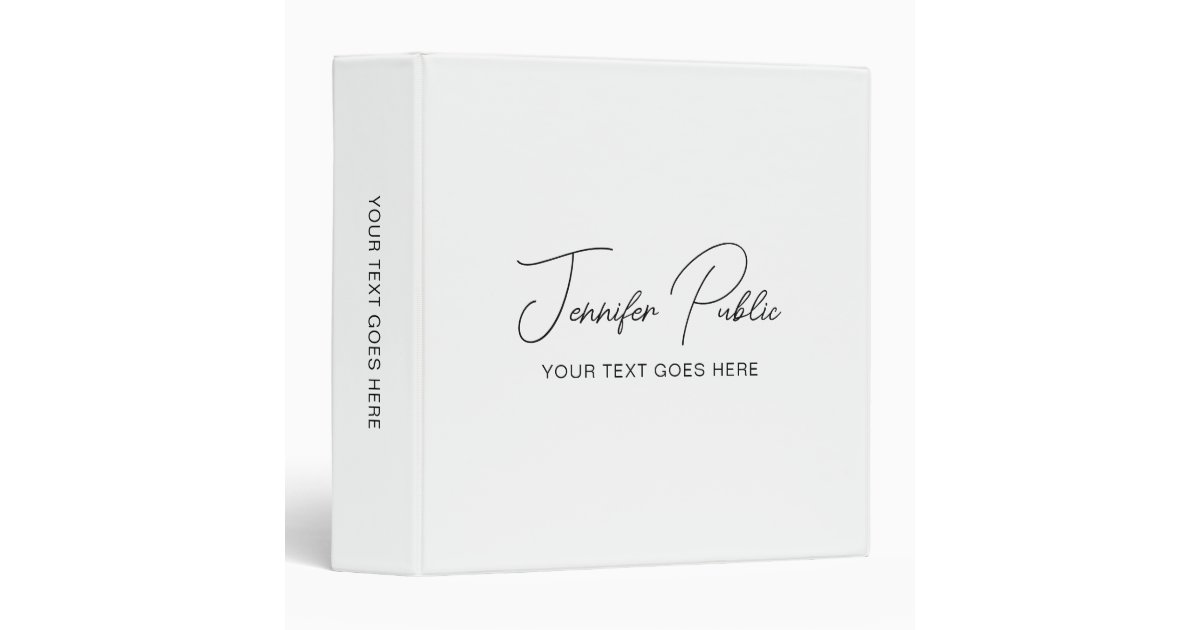 Typed Name Add Script Text Logo Template 3 Ring Binder | Zazzle
