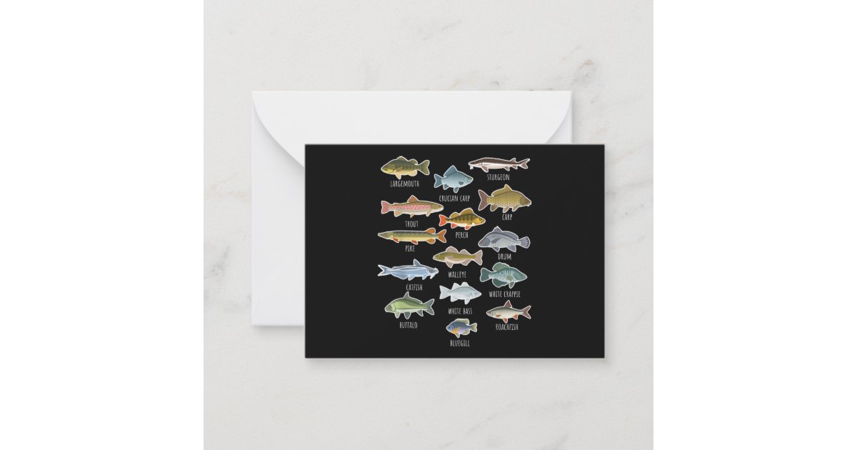 Types Of Freshwater Fish Species Fishing Note Card | Zazzle