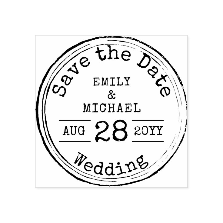 Typewriter Font Save The Date Wedding Rubber Stamp | Zazzle
