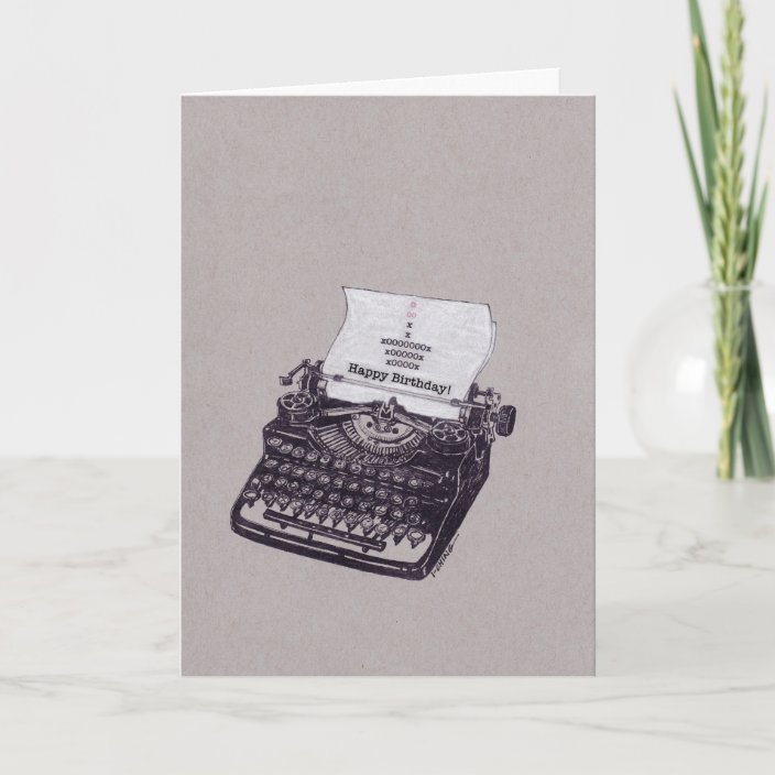 Typewriter Happy Birthday Cupcake Card | Zazzle.com