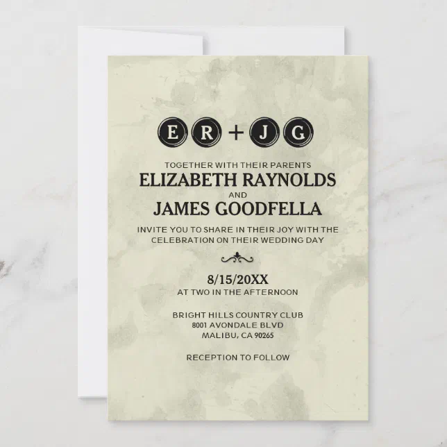 Typewriter Keys Wedding Invitations | Zazzle