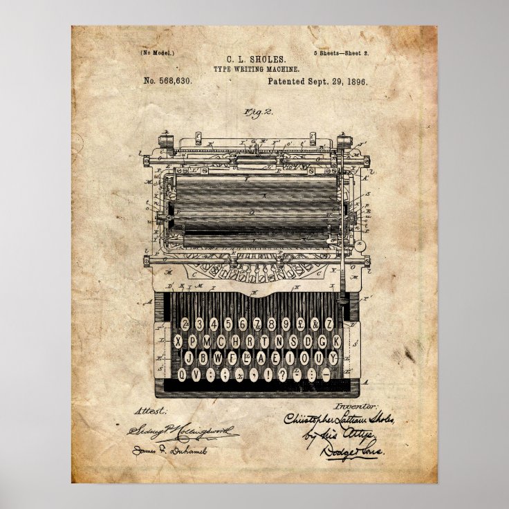 Typewriter Patent Poster | Zazzle