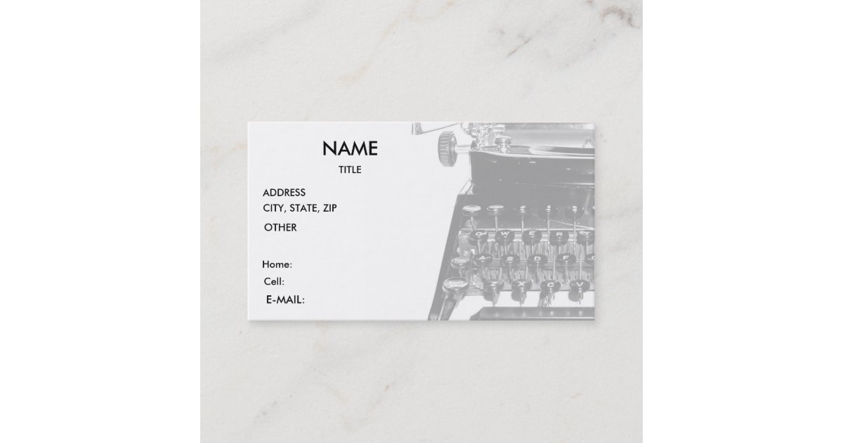 Typewriter WRITER AUTHOR BUSINESS CARD | Zazzle