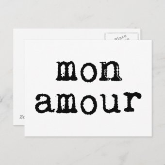 Typewritten Mon Amour Postcard | Zazzle