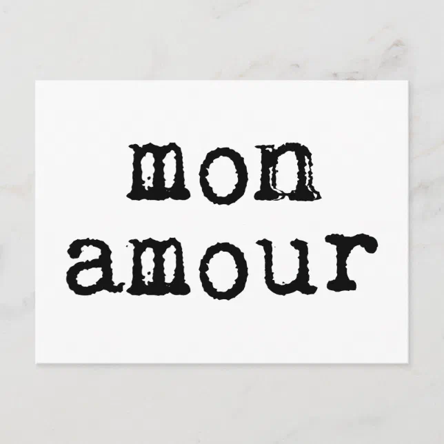 Typewritten Mon Amour Postcard | Zazzle