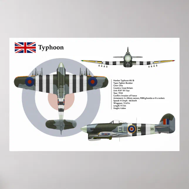 Typhoon Mk 1B 181 Squadron Poster | Zazzle