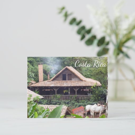 Typical Costa Rican Home and Oxcart Postcard | Zazzle