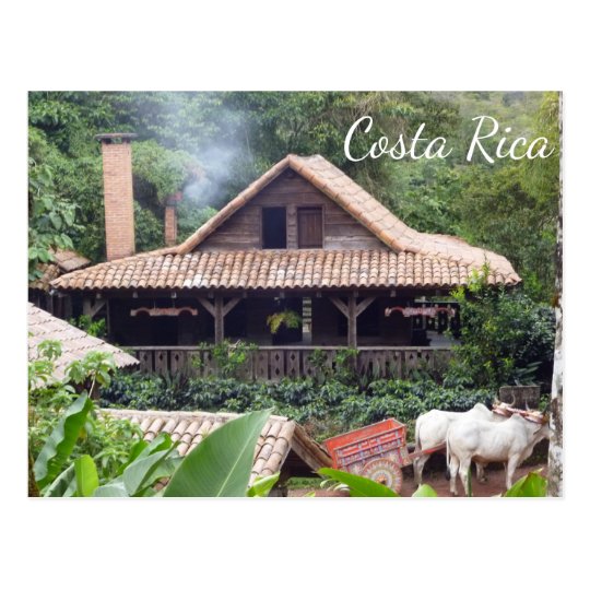 Typical Costa Rican Home and Oxcart Postcard | Zazzle.com
