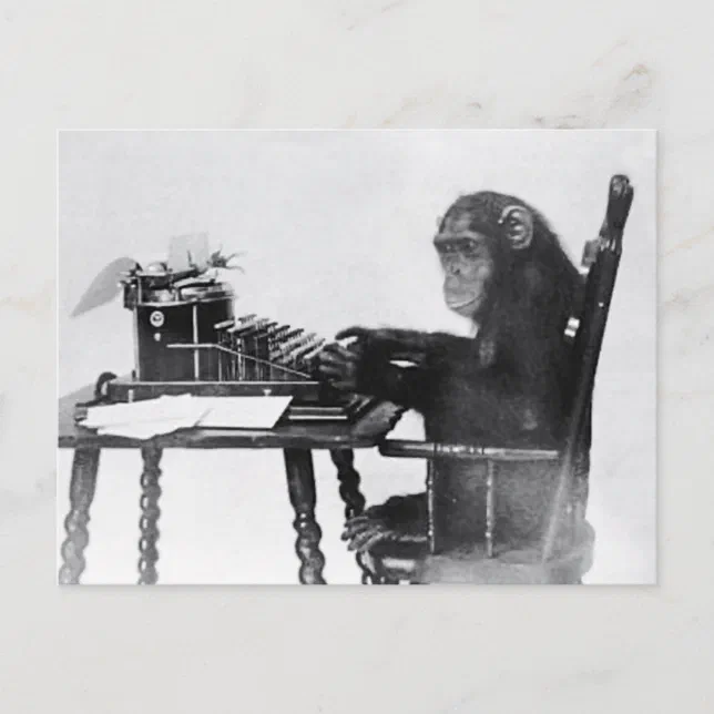 Typing Monkey Postcard | Zazzle