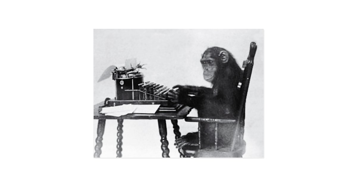 Typing Monkey Postcard | Zazzle.com