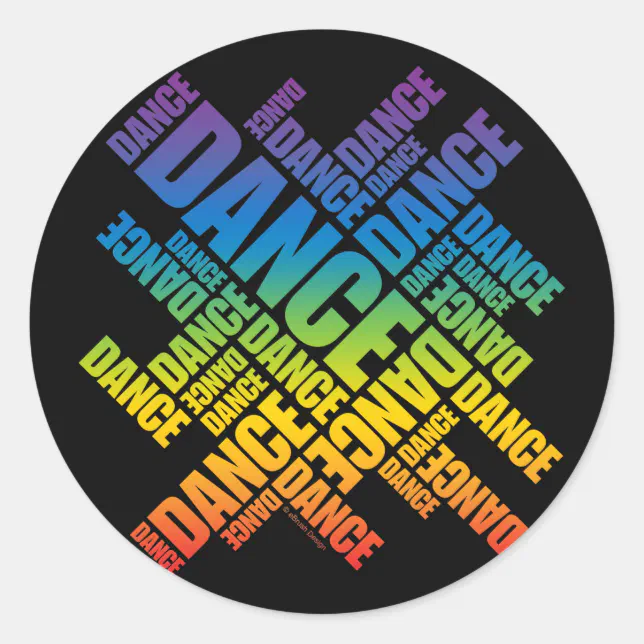 Typographic Dance (Spectrum) Classic Round Sticker | Zazzle