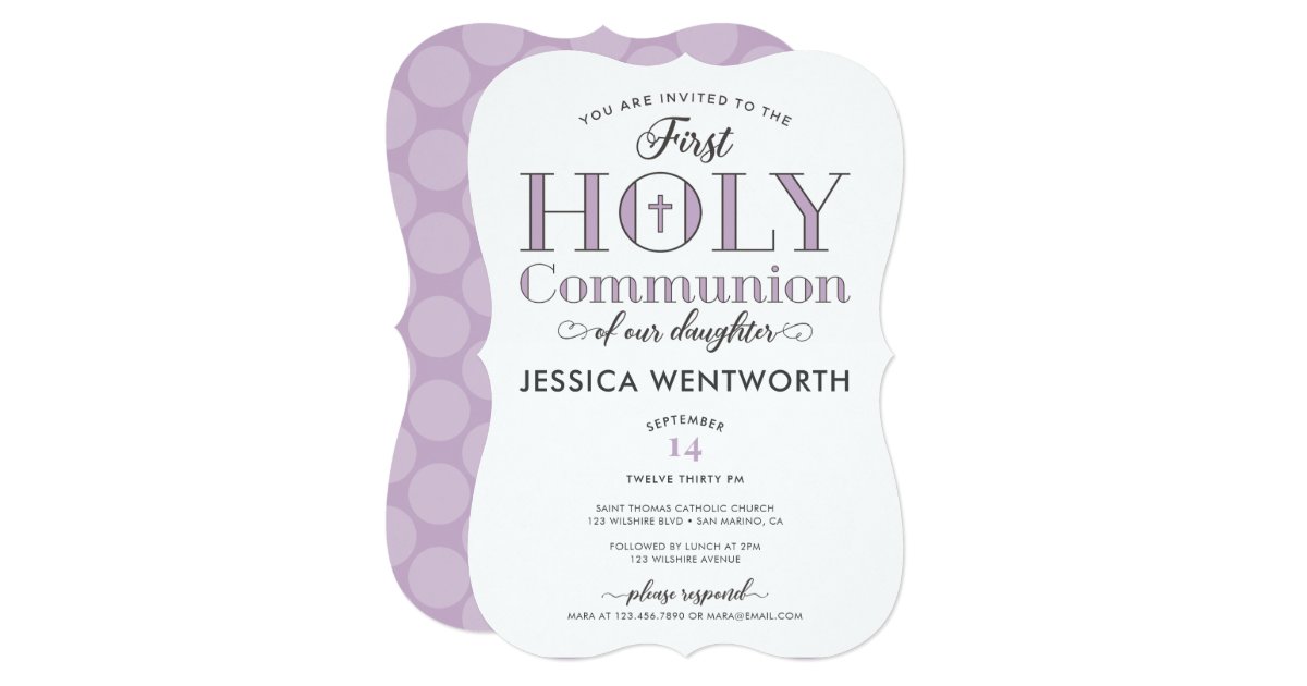 Typographic First Holy Communion Daughter Invitation | Zazzle.com