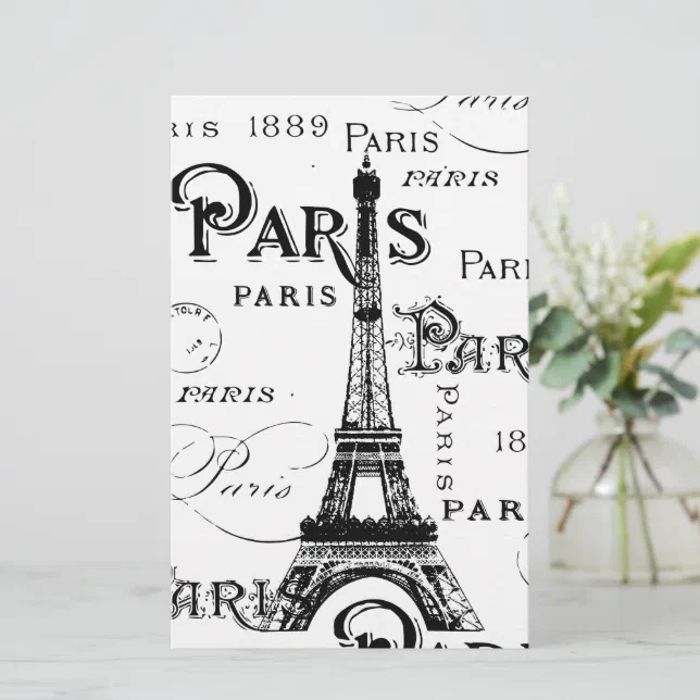 Typography Calligraphy Paris France Eiffel Tower | Zazzle