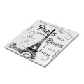 Typography Calligraphy Paris France Eiffel Tower Tile | Zazzle