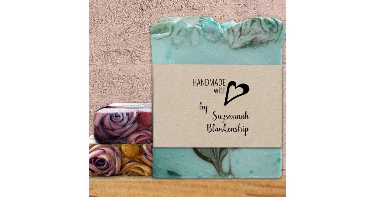 Typography Handmade Custom Name Heart Outline Rubber Stamp | Zazzle