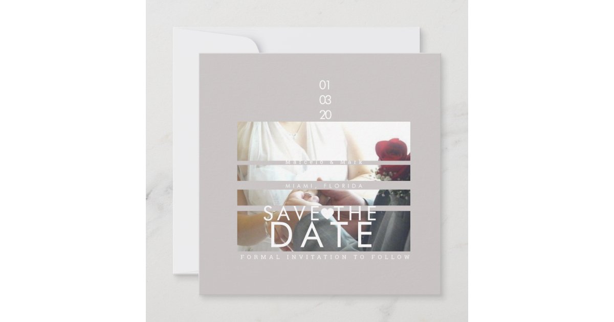 Typography Hearts Save The Dates Photo Blinds Card | Zazzle