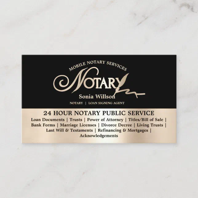Typography Mobile Notary & Loan Signing Agent Law Business Card | Zazzle