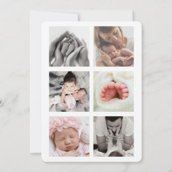 Typography Modern Photo Collage Baby Girl Birth | Zazzle