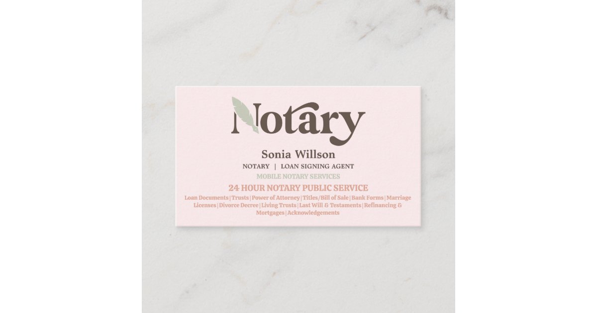 Typography Notary Public Loan Signing Agent Business Card | Zazzle