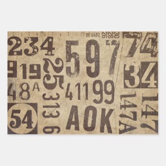 Typography Numbers Decoupage Wrapping Paper | Zazzle