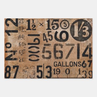 Typography Numbers Decoupage Wrapping Paper | Zazzle