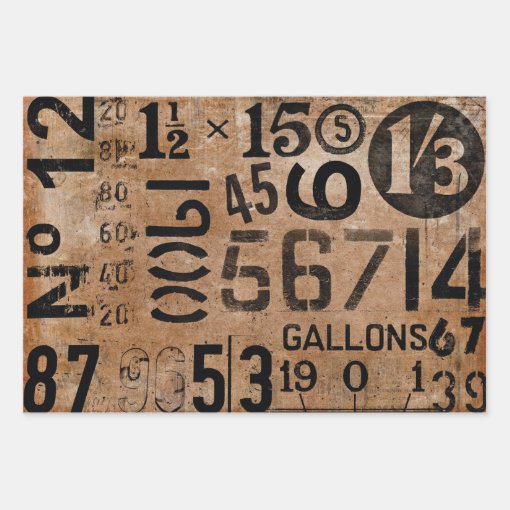 Typography Numbers Decoupage Wrapping Paper | Zazzle