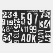 Typography Numbers Decoupage Wrapping Paper | Zazzle
