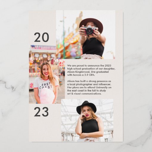 Typography Photo Foil Graduation Announcement | Zazzle