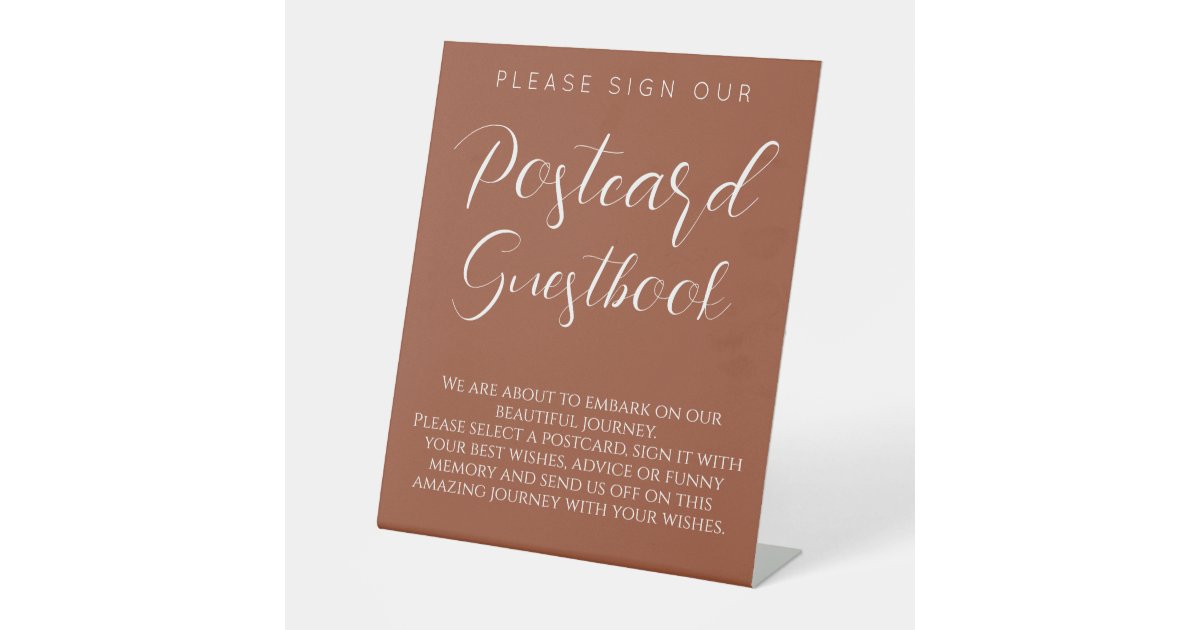 Typography postcard guest book wedding sign | Zazzle