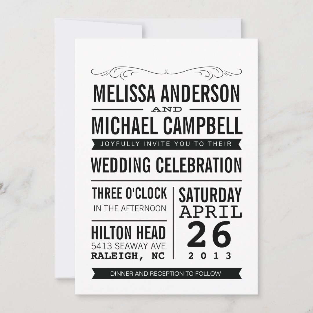 Typography Wedding Invitation | Zazzle