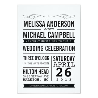 Typography Wedding Invitations & Announcements | Zazzle