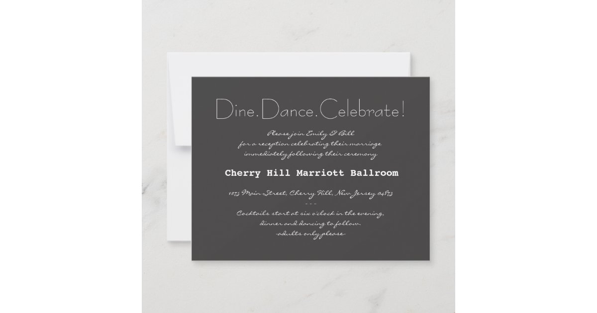 Typography Wedding Invitation Reception Card | Zazzle