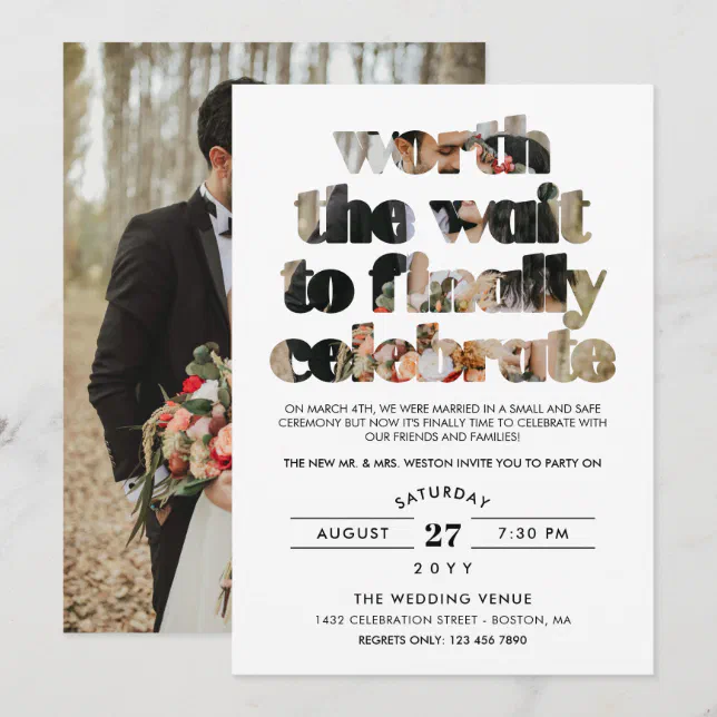 Typography Worth the Wait Sequel Celebration Invit Invitation | Zazzle