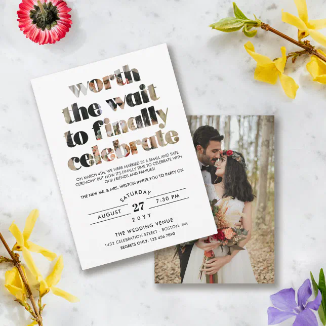 Typography Worth the Wait Sequel Celebration Invit Invitation | Zazzle