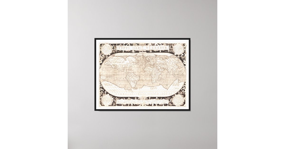 Typvs Orbis Terrarvm World Map by Ortelius (1628) Canvas Print | Zazzle