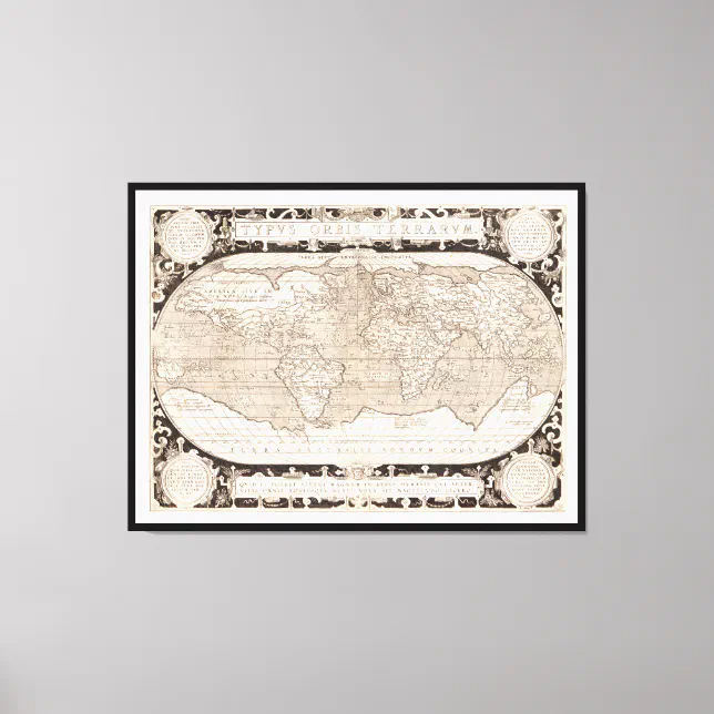 Typvs Orbis Terrarvm World Map by Ortelius (1628) Canvas Print | Zazzle